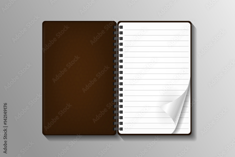 Vector realistic isolated notepad on the gray background. Realistic ...
