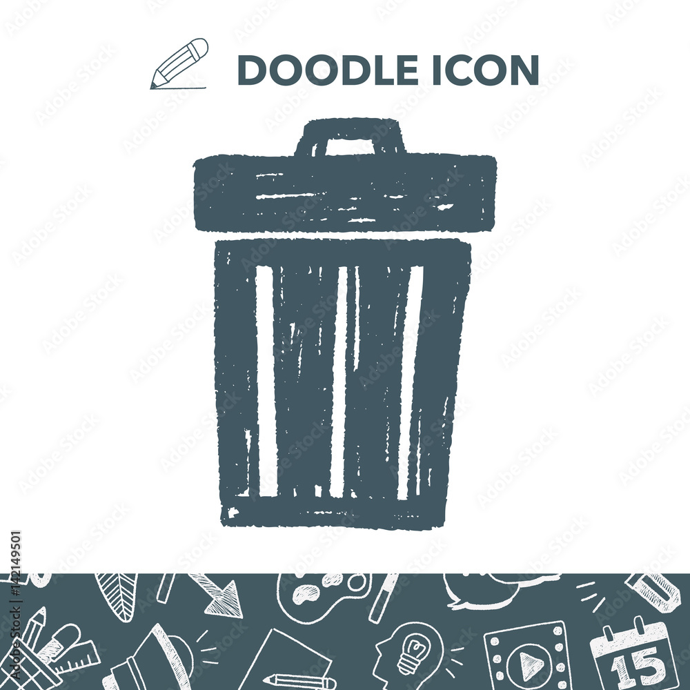 Doodle Trash can Stock Vector | Adobe Stock
