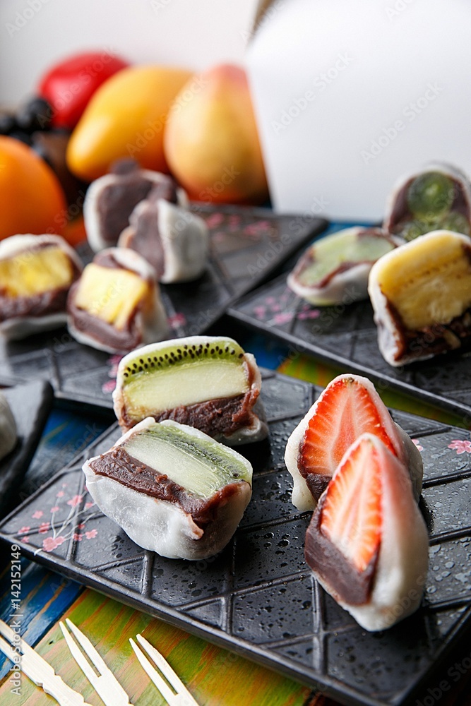 Japanese traditional dessert. glutinous rice cake or sticky rice cake ...