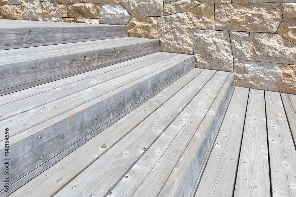 Outdoor wood stair pattern and background seamless Stock Photo | Adobe ...