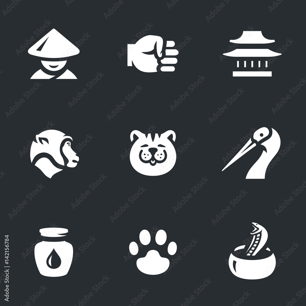 Vector Set of Kung Fu Styles Icons. Stock Vector | Adobe Stock
