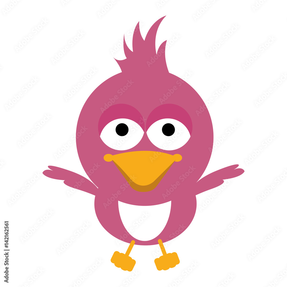 pink cartoon chicken little open wings vector illustration Stock Vector ...