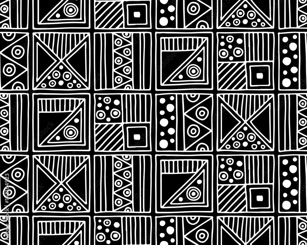 Seamless vector pattern. Black and white geometrical background with ...