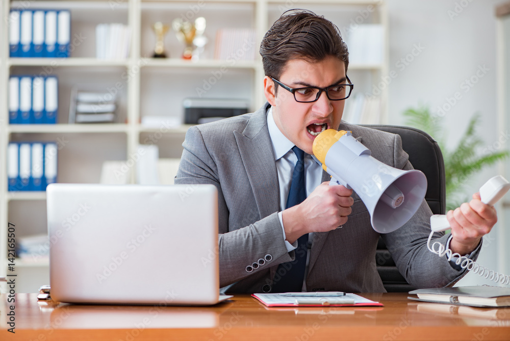 Angry aggressive businessman in the office Stock Photo | Adobe Stock