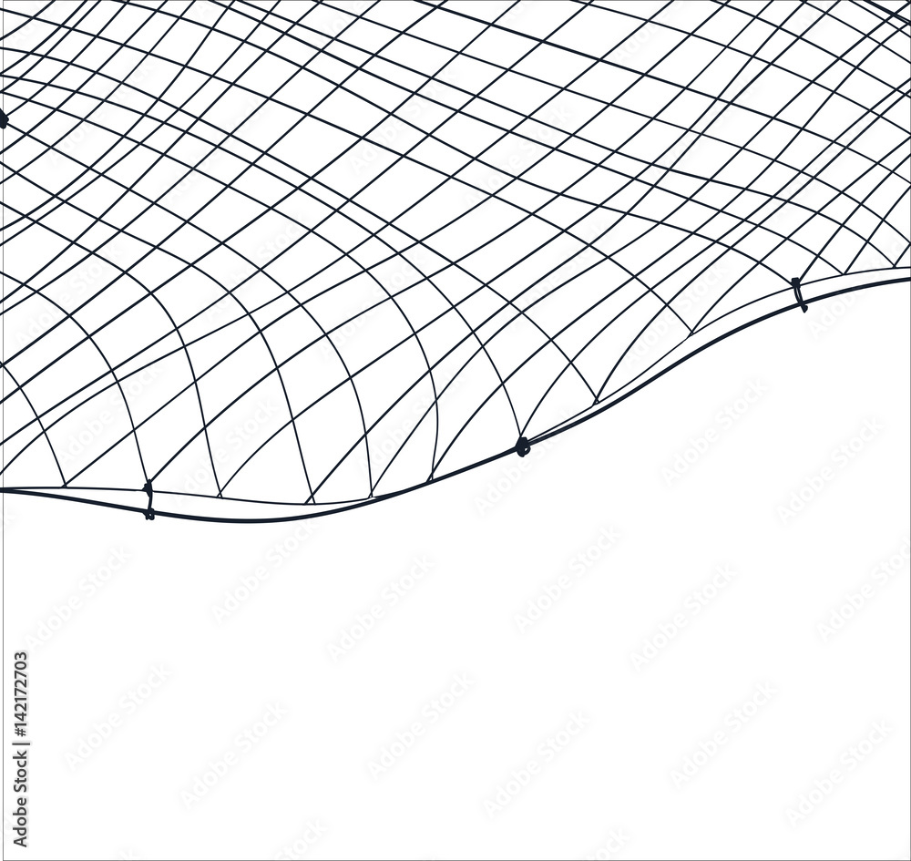 hand drawn template or border with fishnet. fishing and sea theme card ...