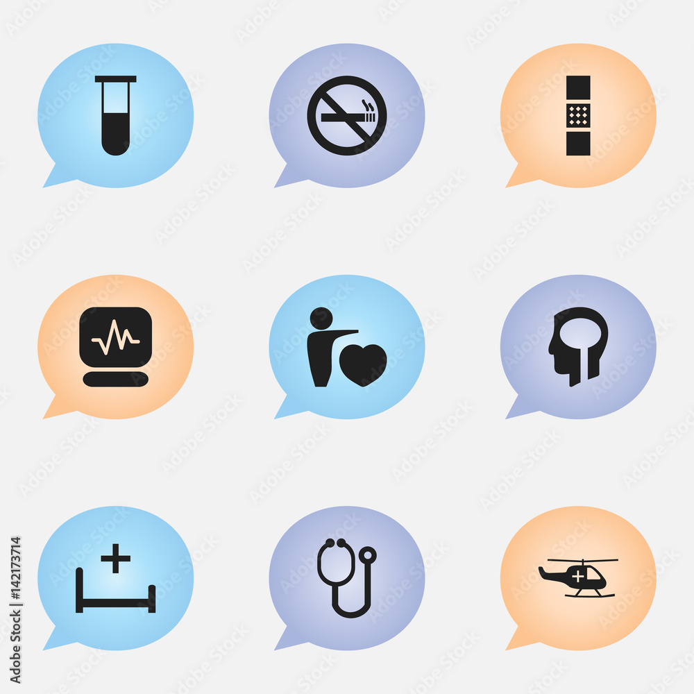 Set Of 9 Editable Care Icons. Includes Symbols Such As Doctor Tool ...