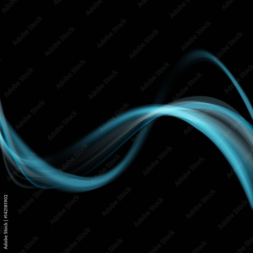 Black background with blue abstract wave Stock Vector | Adobe Stock