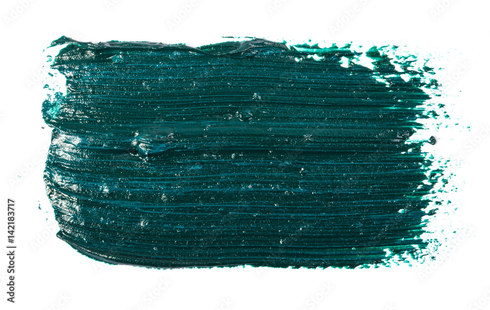 smudge green oil paint on white background Stock Photo | Adobe Stock