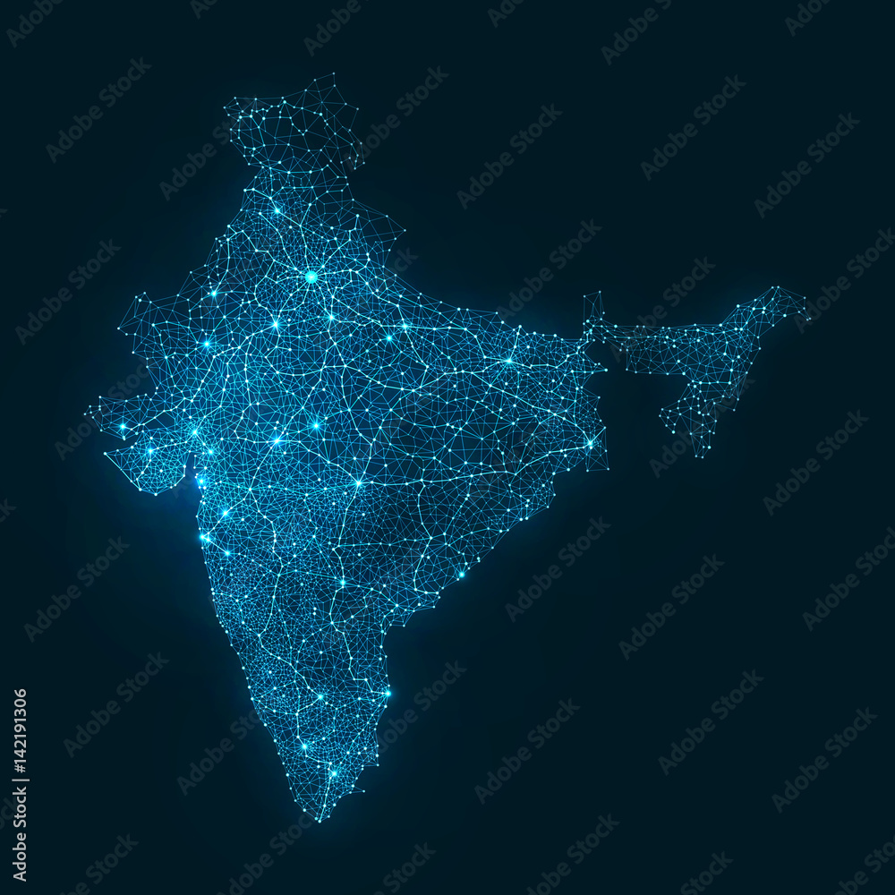 Abstract Telecommunication Network Map - India Stock Vector | Adobe Stock