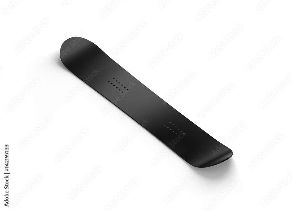 Blank black snowboard design mockup isolated, 3d rendering. Clear snow ...