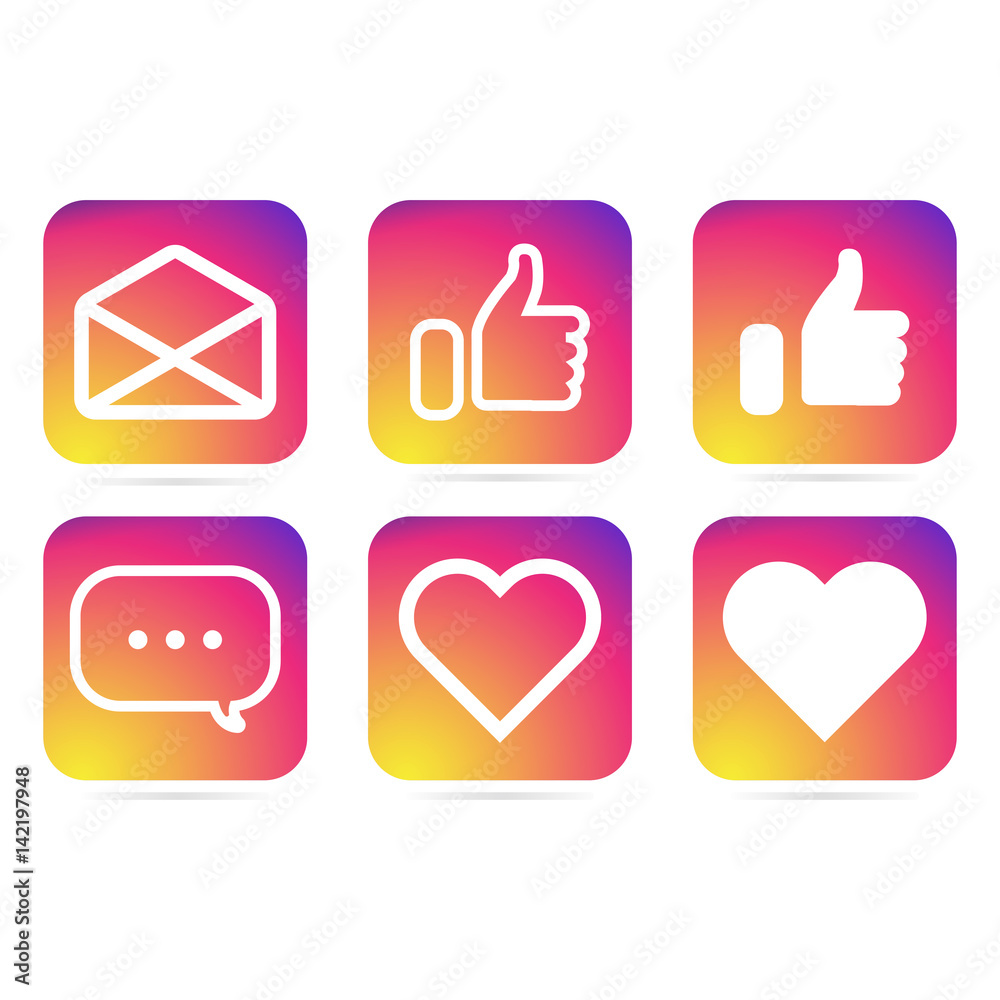 Modern icons in simple flat style at colorful background isolated on ...