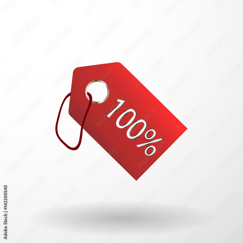 100% sale price tag sign icon. Red leather price vector labels ten ...