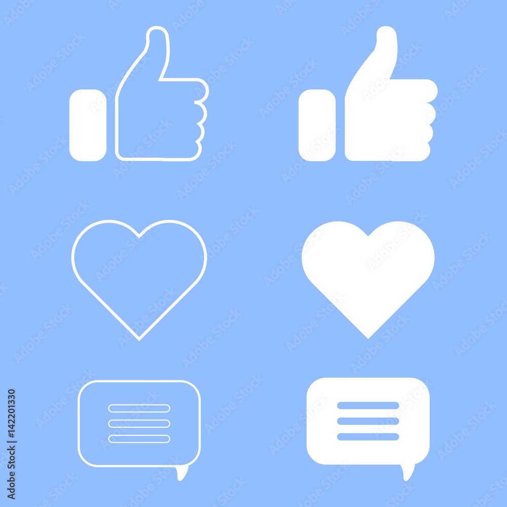 Modern icons in simple flat style at colorful background isolated on ...