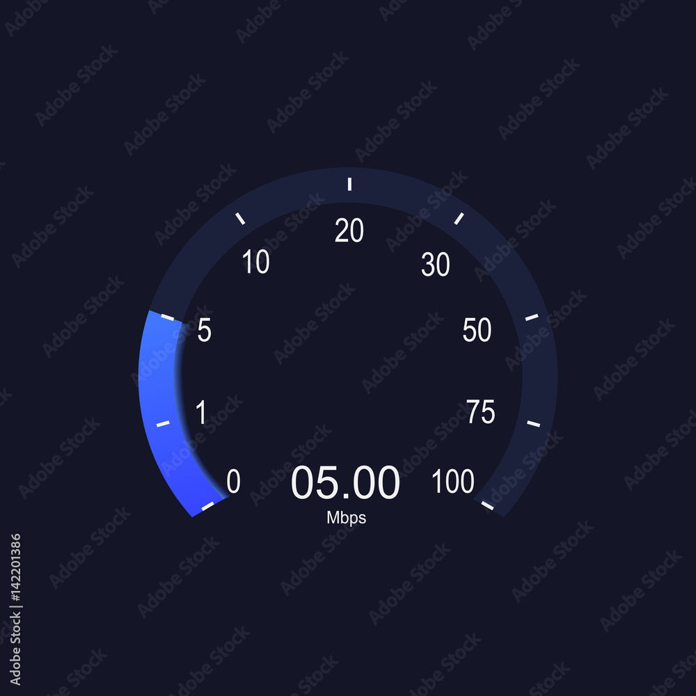 Internet digital speed meter. Vector illustration on blue background ...