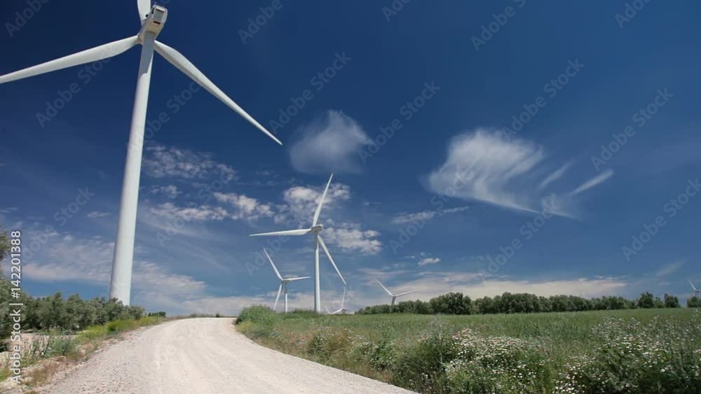 Clouds in the Blue Sky and Wind Power Stock Video | Adobe Stock