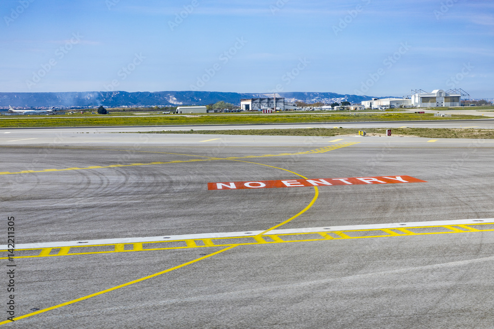 no entry sign at the runway in Marseilles Stock Photo | Adobe Stock