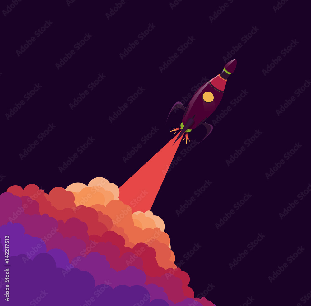 Rocket launch. Object vector. Stock Vector | Adobe Stock