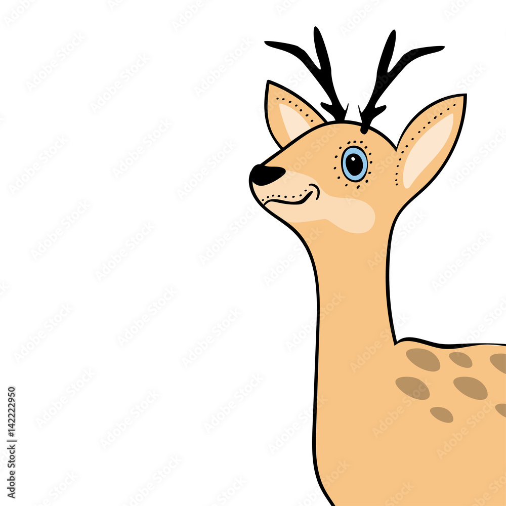 Cute funny deer head cartoon Stock Vector | Adobe Stock