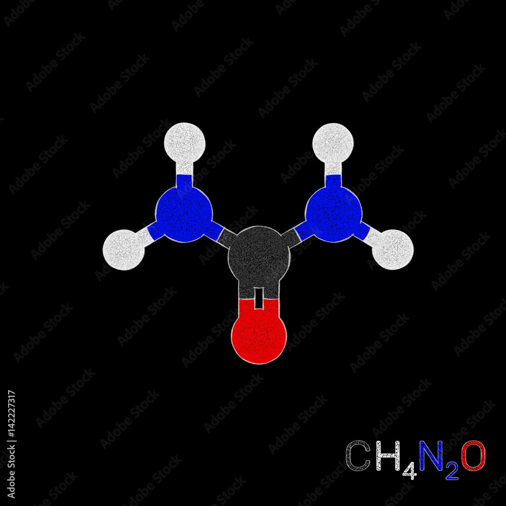 ภาพประกอบสต็อก Urea model molecule. Isolated on black background ...