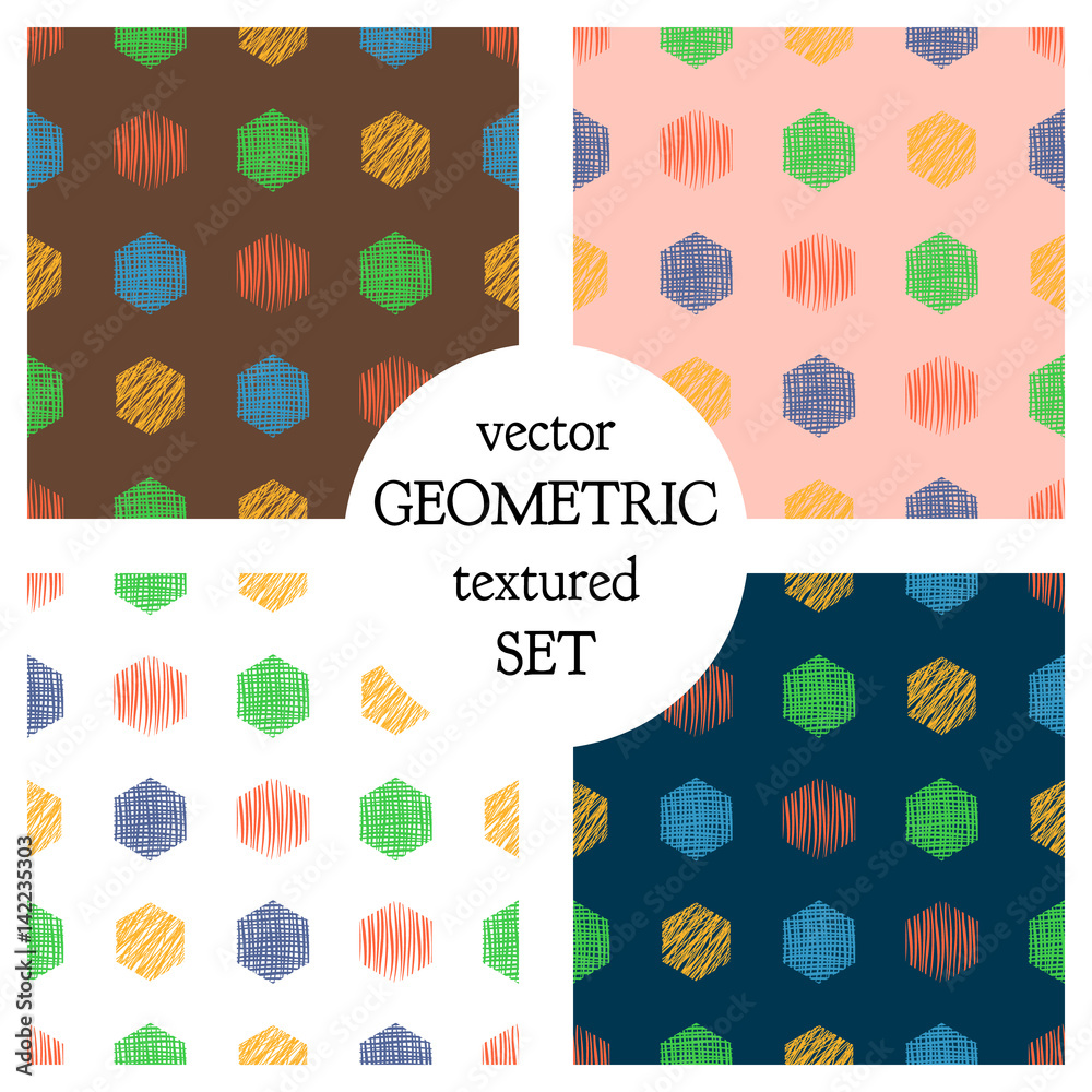 Set of seamless vector geometrical patterns with rectangles. pastel ...