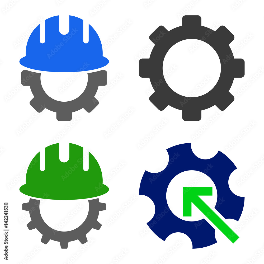 Vetor de Development Gear icon set. Flat symbol collection. Vector ...
