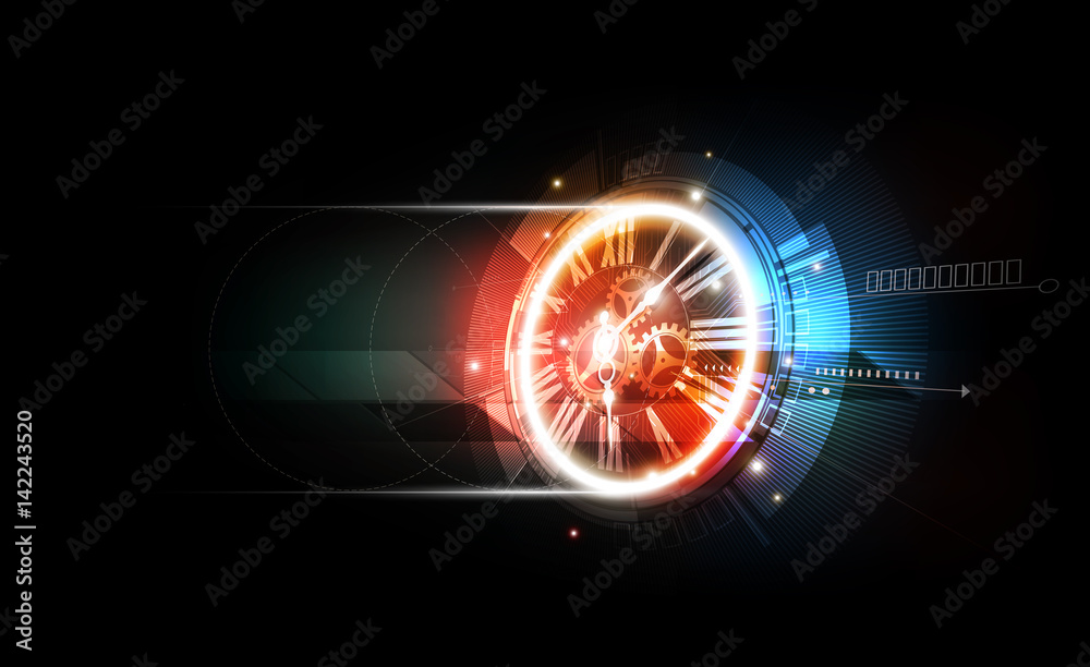 Abstract Futuristic Technology Background with Clock concept and Time ...