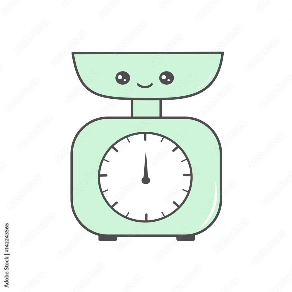 cute cartoon kitchen scale vector illustration isolated on white ...