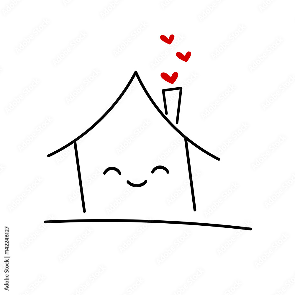 cute house logo concept vector illustration Stock Vector | Adobe Stock