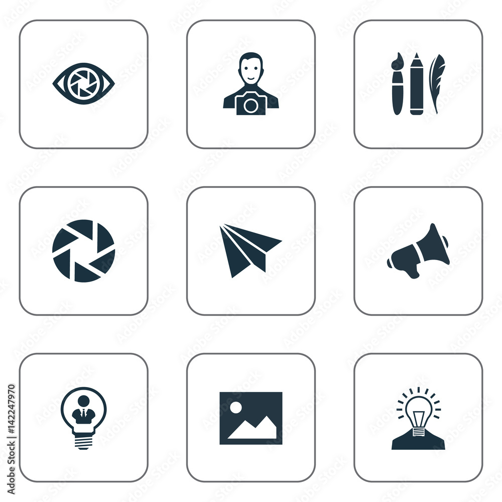 Vector Illustration Set Of Simple Creative Thinking Icons. Elements ...