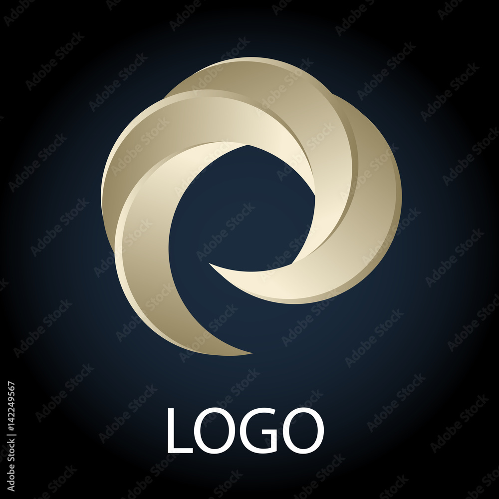 Vector illustration of light semi-circle logo on dark background Stock ...