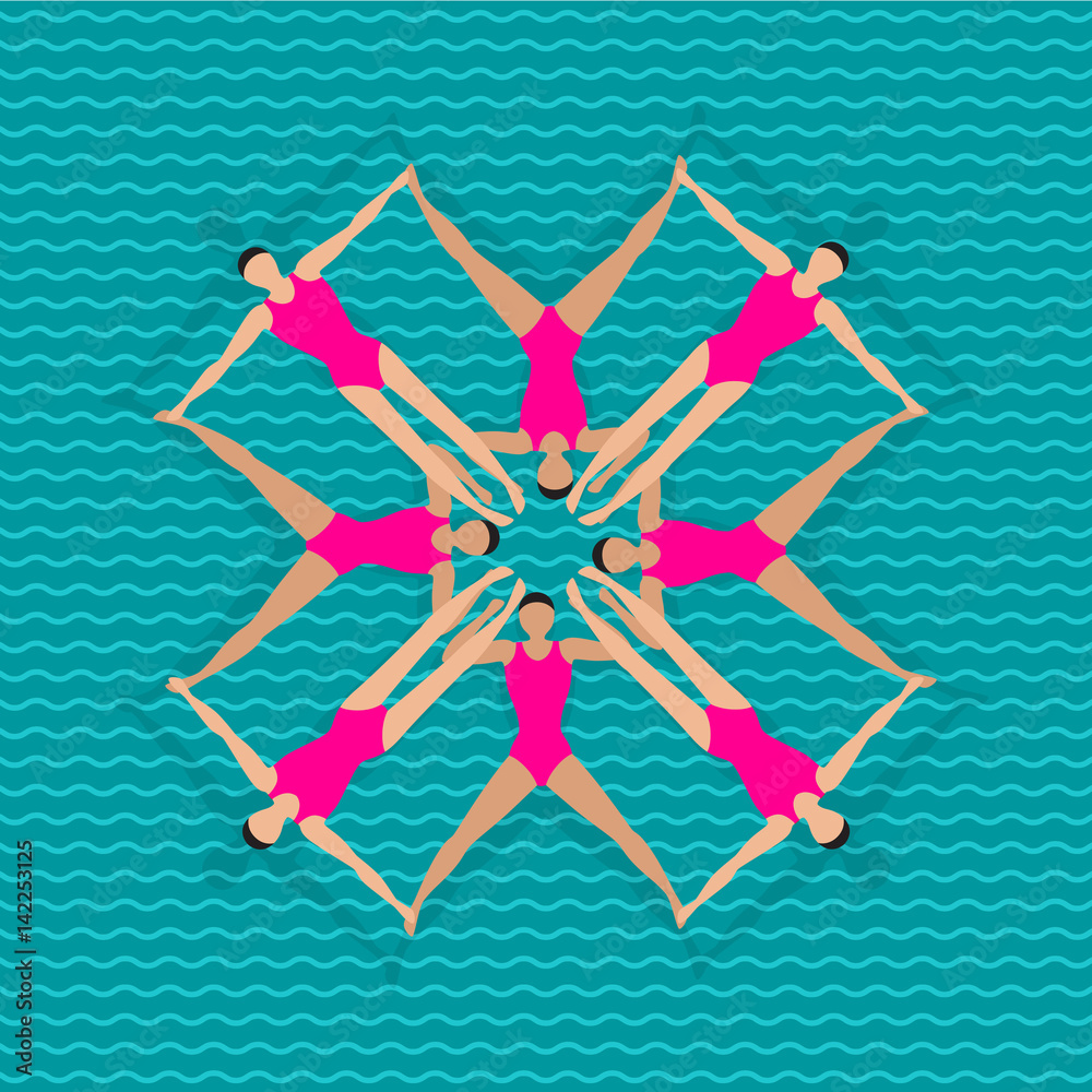 Professional athletes womens team of synchronized swimming perform in ...