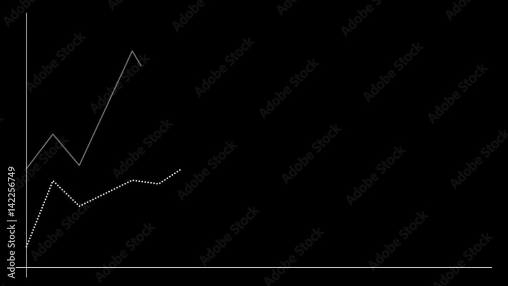Simple linear chart infographics on black background, minimalistic ...