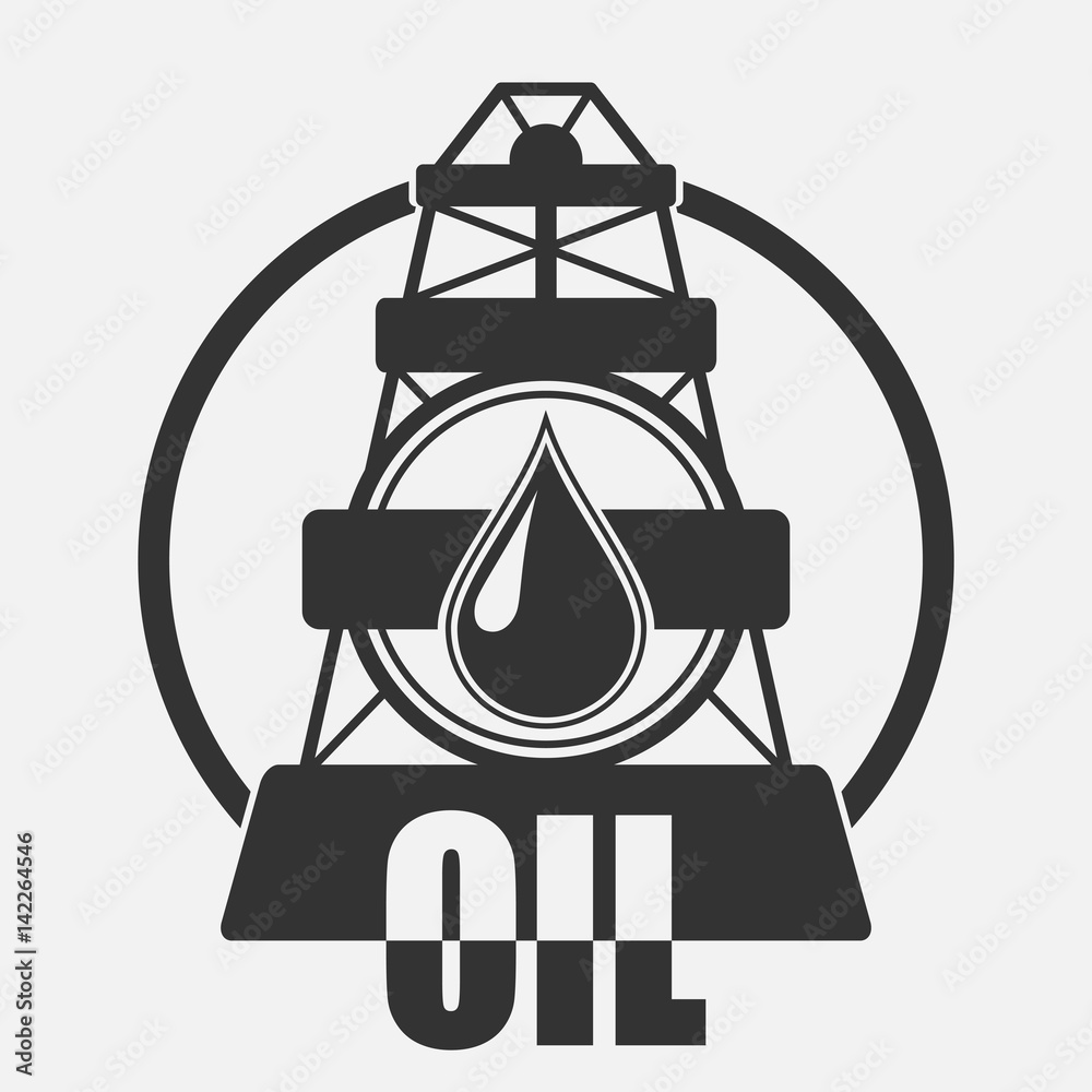 Oil Company Logo. Vector drilling rig icon over grey background Stock ...