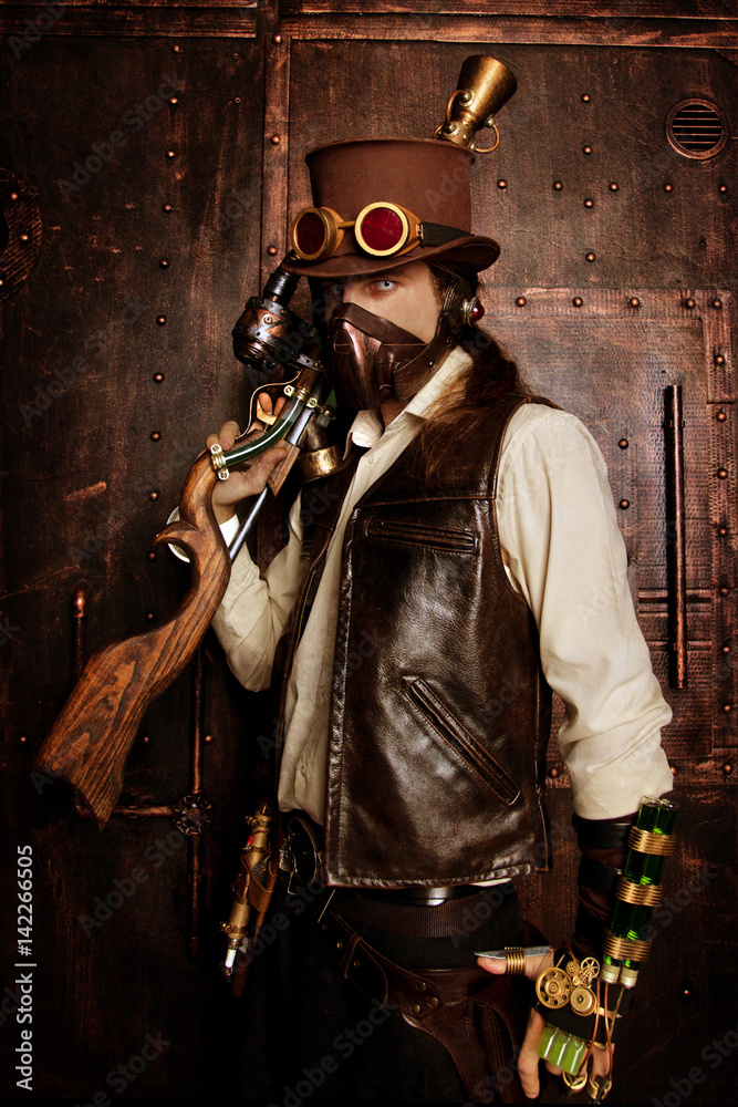 Man in Steampunk style Stock Photo | Adobe Stock