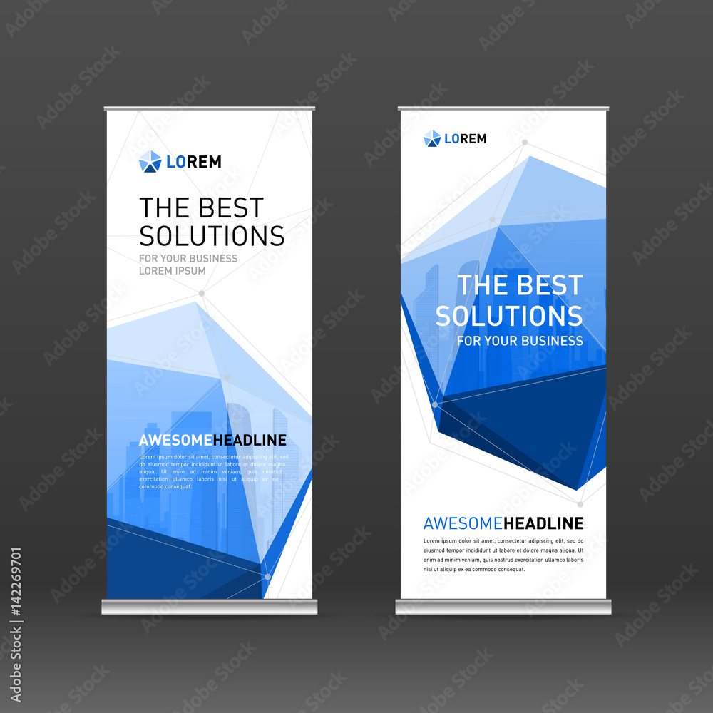 Roll up banner design layout. Stock Vector | Adobe Stock