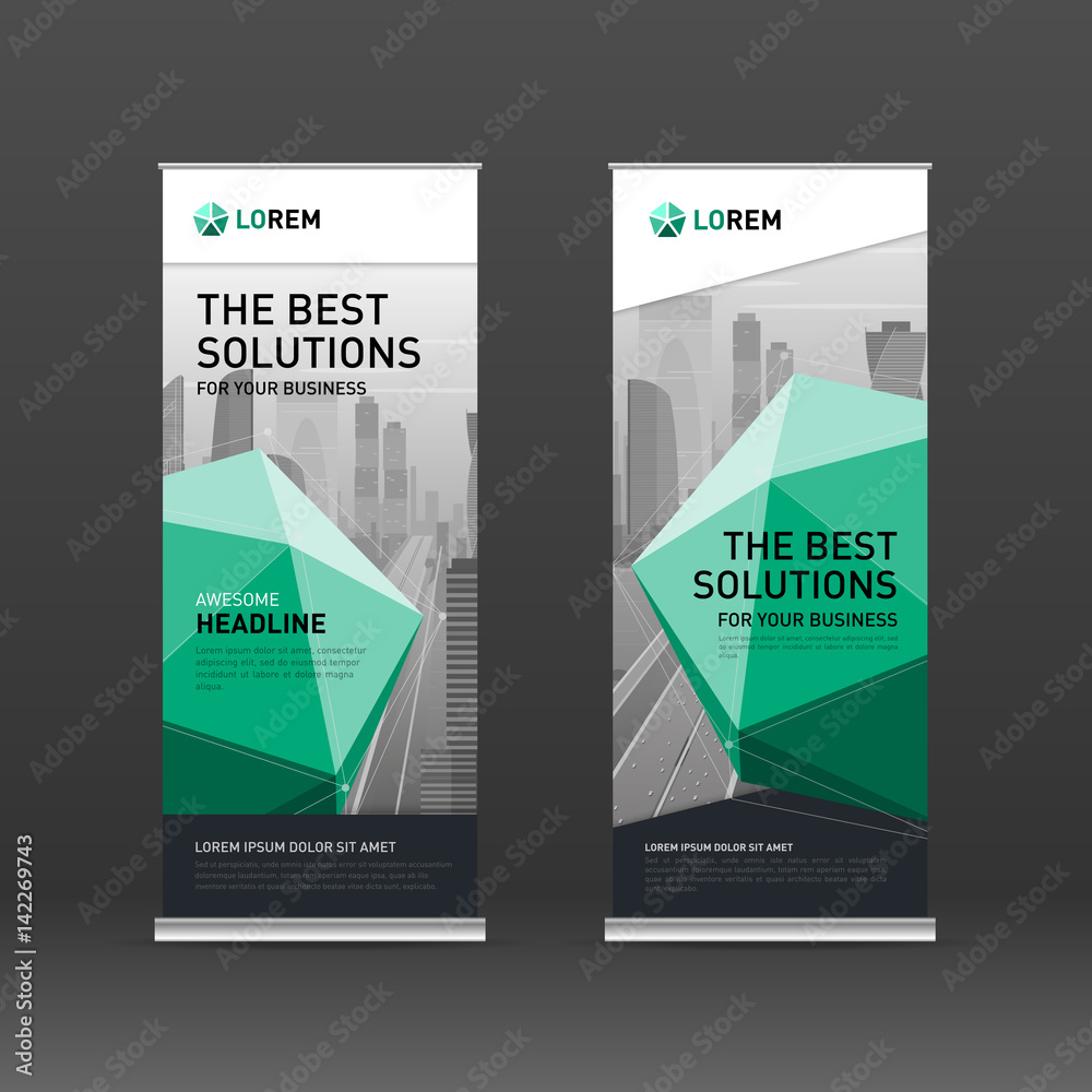 Roll up banner design layout. Stock Vector | Adobe Stock