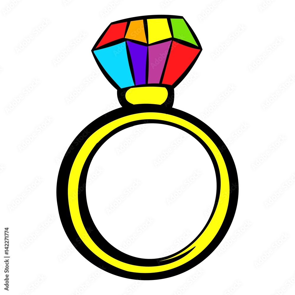 Ring with rainbow diamond icon, icon cartoon Stock Vector | Adobe Stock