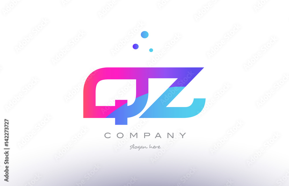 qz q z creative pink blue modern alphabet letter logo icon template ...