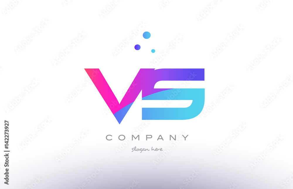 vs v s creative pink blue modern alphabet letter logo icon template ...