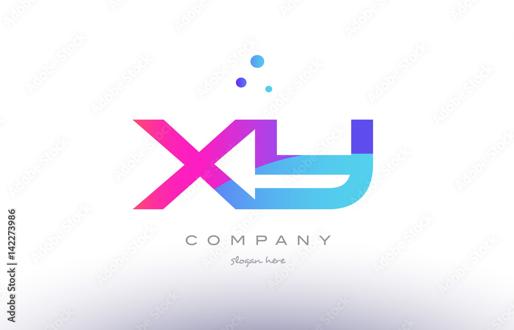 xy x y creative pink blue modern alphabet letter logo icon template ...