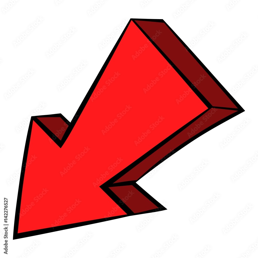 Red left down arrow icon, icon cartoon Stock Vector | Adobe Stock