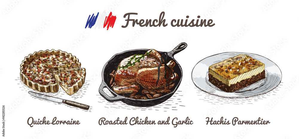 French menu colorful illustration. Stock Vector | Adobe Stock