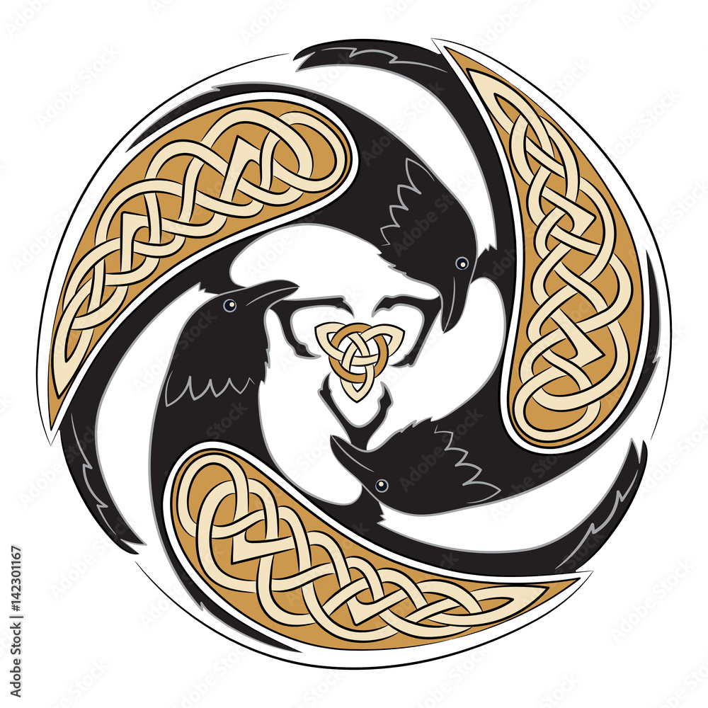 Celtic ornament with three crows Stock Vector | Adobe Stock