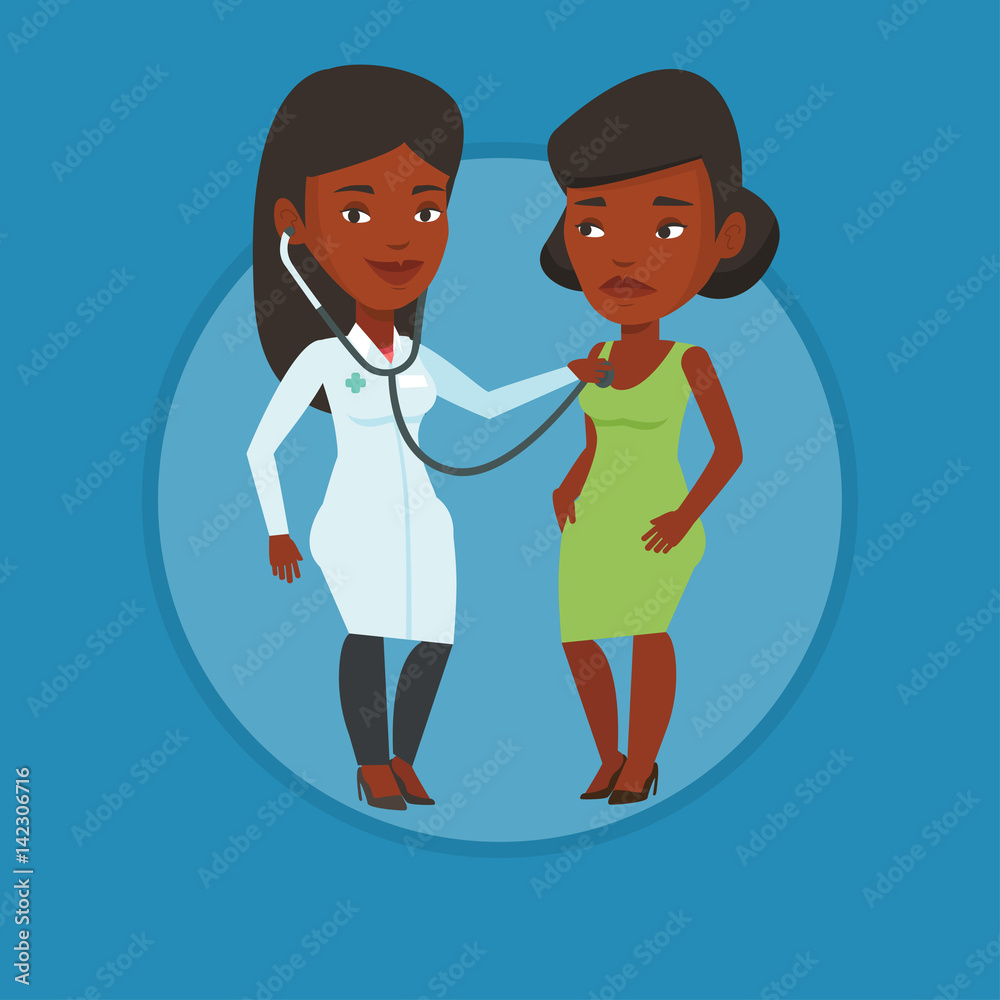 Doctor listening to chest of patient. Stock Vector | Adobe Stock