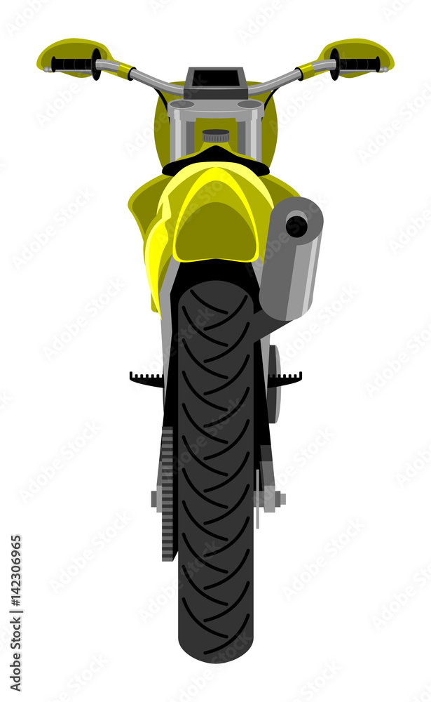 Classic enduro motorcycle back view graffiti style isolated on white ...