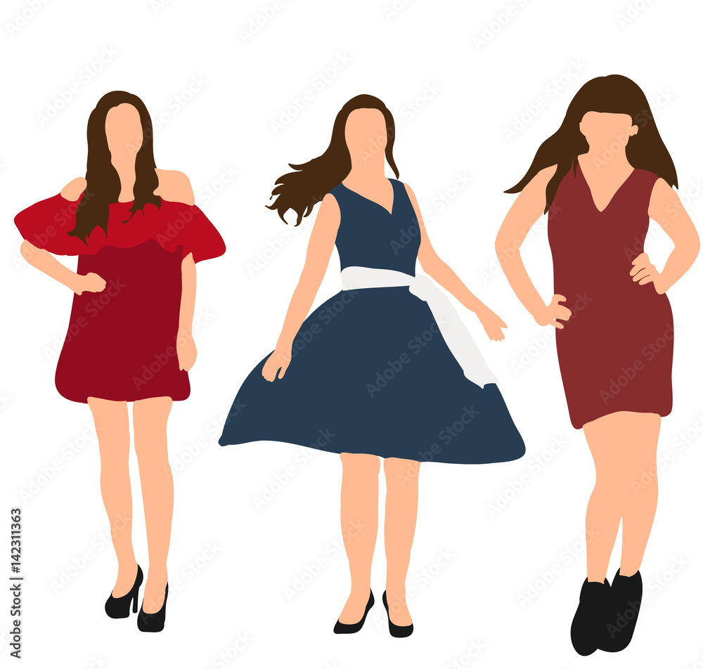 collection of a girl without faces, isolated Stock Vector | Adobe Stock