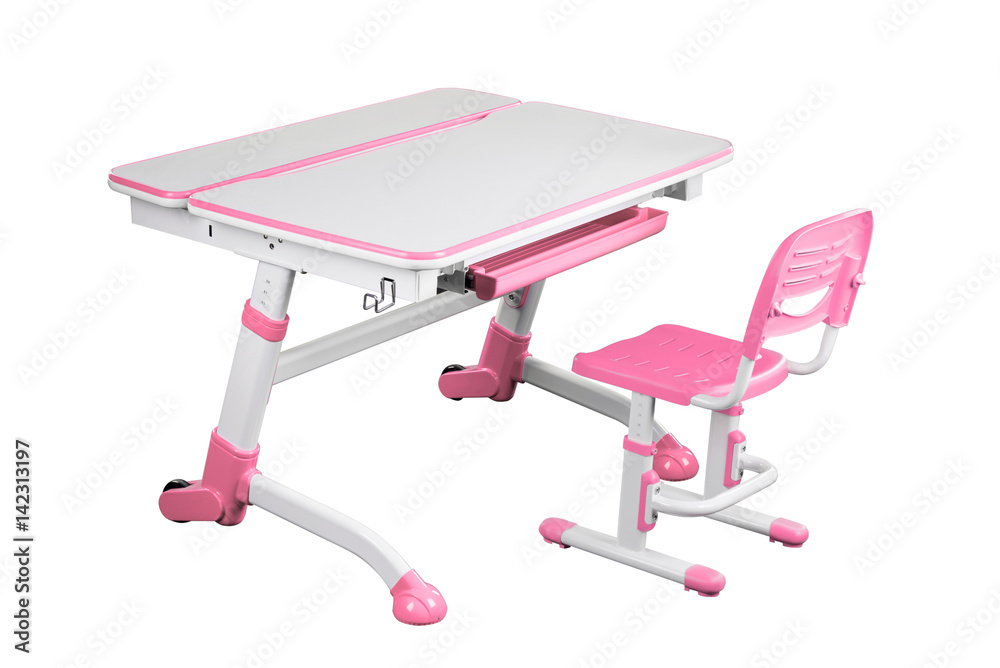 Pink school desk and pink chair Stock Photo | Adobe Stock