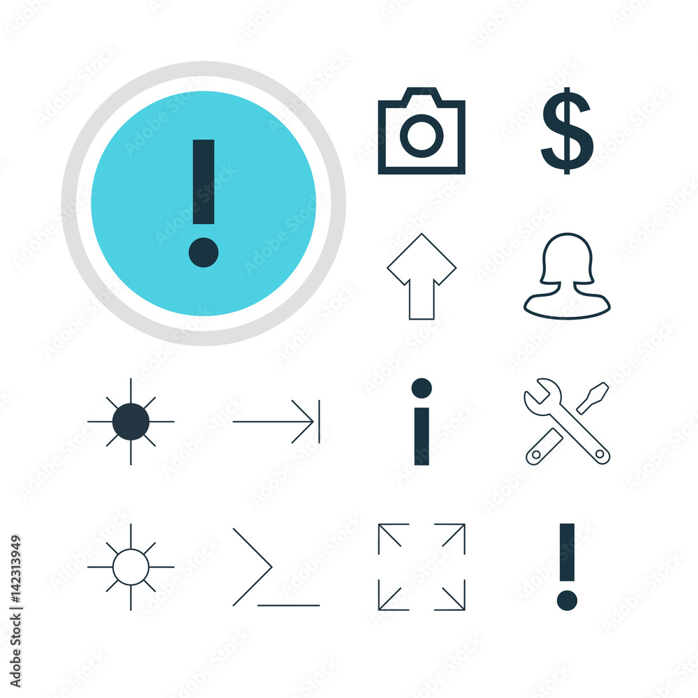 Vector Illustration Of 12 Member Icons. Editable Pack Of Startup ...