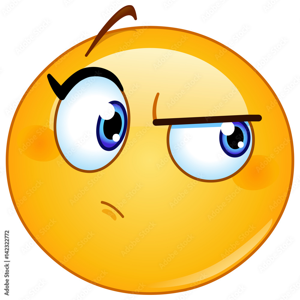 Suspecting female emoticon Stock Vector | Adobe Stock