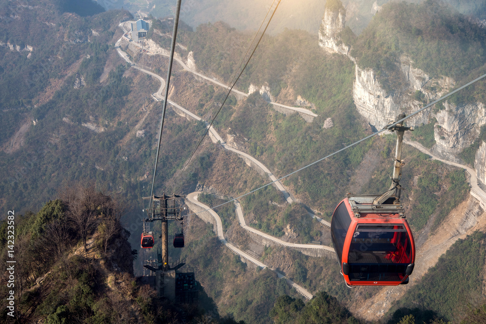 cable car/rope cable in zhangjiajie national forest park,china Stock ...